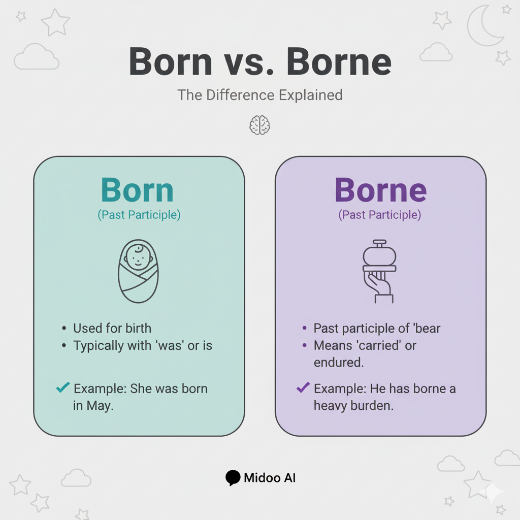 Born vs. Borne—Learn the Difference Easily | Midoo AI