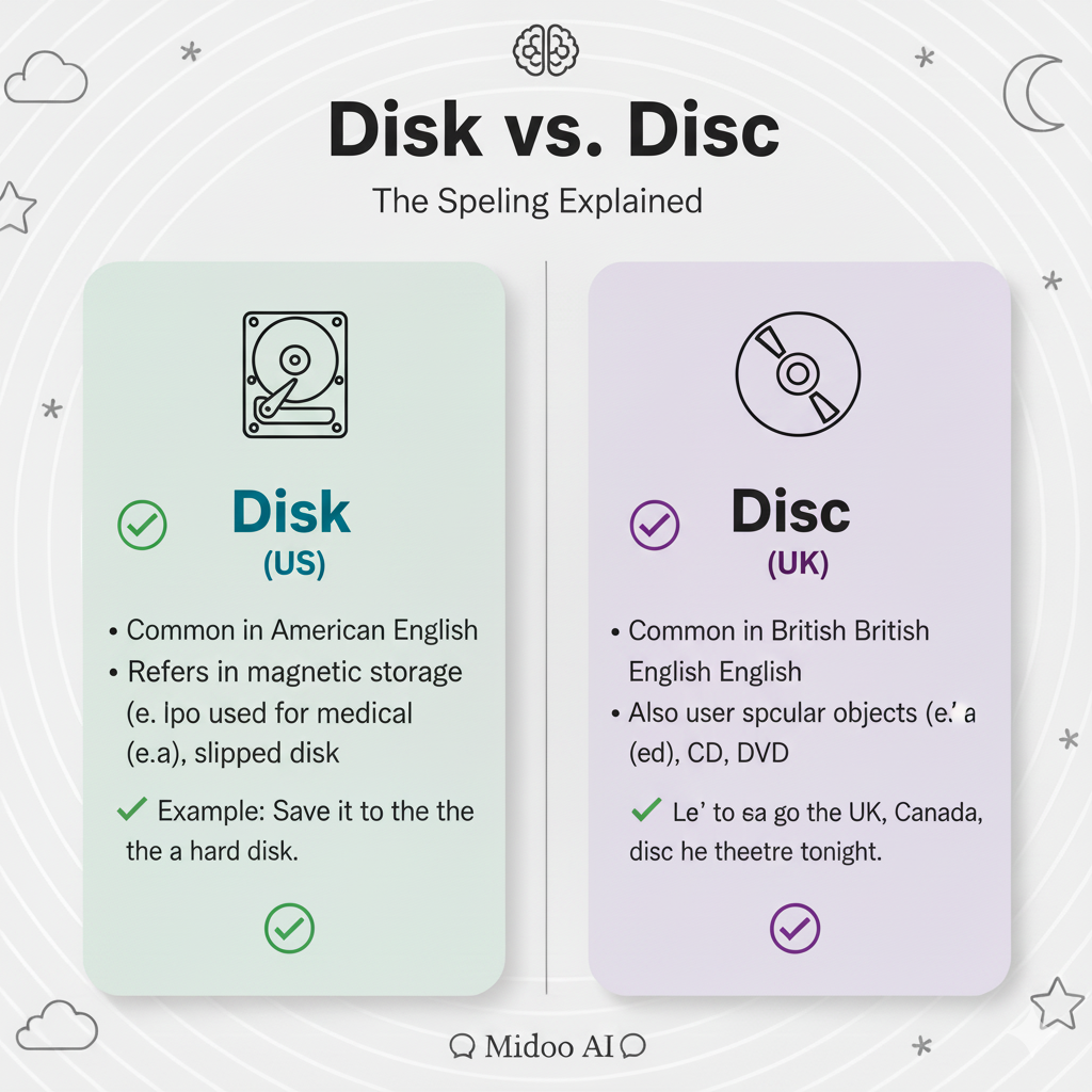 Disk vs. Disc: What’s the Difference in Spelling and Meaning? | Midoo AI