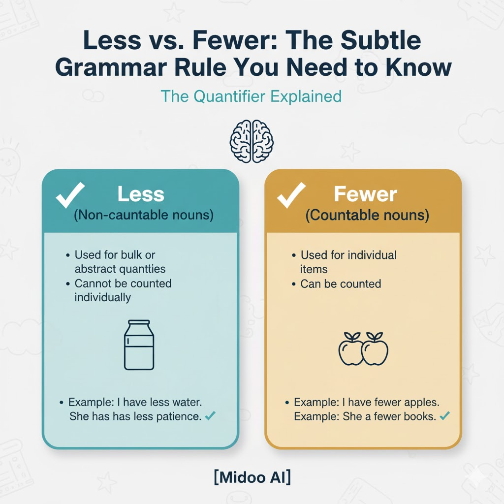 Less vs. Fewer: The Subtle Grammar Rule You Need to Know | Midoo AI